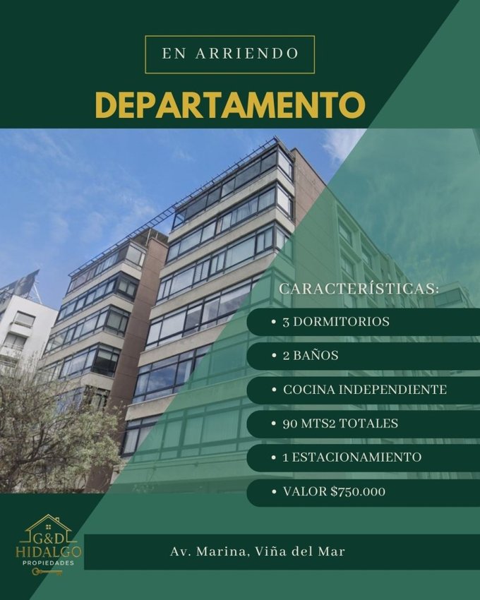Departamento en Arriendo en Viña del Mar, Arrienda g&d hidalgo propiedades